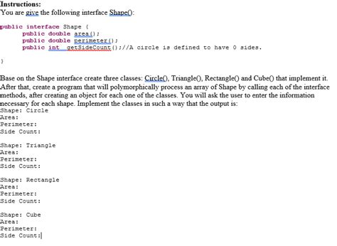 Solved Instructions You Are Give The Following Interface