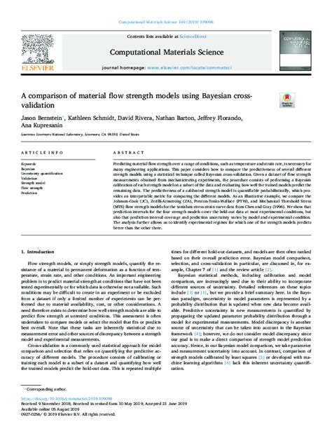 Pdf A Comparison Of Material Flow Strength Models Using Bayesian