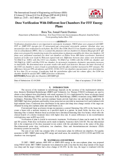 Pdf Dose Verification With Different Ion Chambers For Fff Energy Plans