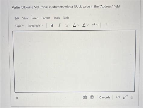 Solved Customer Tablewrite Following Sql For All Customers