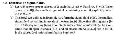 solved 4 2 ﻿exercises on sigma fields a ﻿let a b ﻿be two