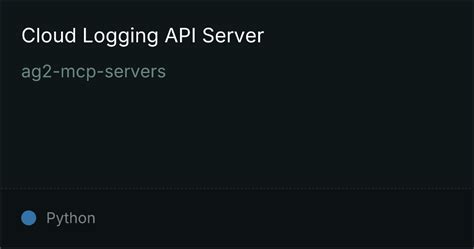 Cloud Logging Api Server Glama
