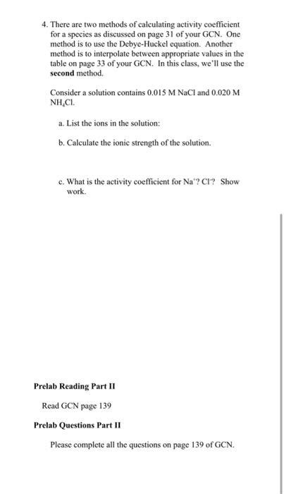 SOLUBILITY PRODUCT Prelab Reading Part Read GCN Chegg