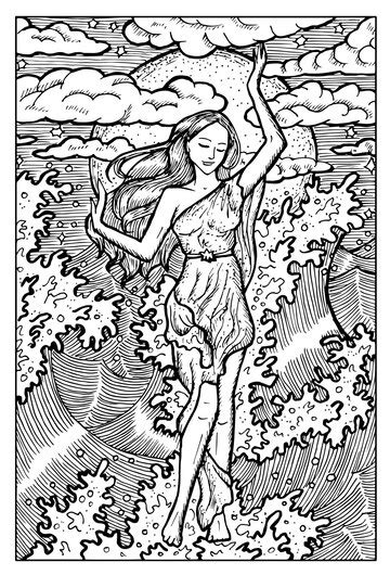 Premium Vector Sea Nymph Engraved Fantasy Illustration