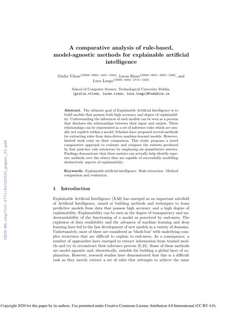 Pdf A Comparative Analysis Of Rule Based Model Agnostic Methods For