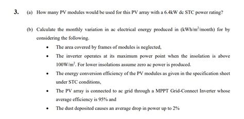 Solved A How Many Pv Modules Would Be Used For This Pv