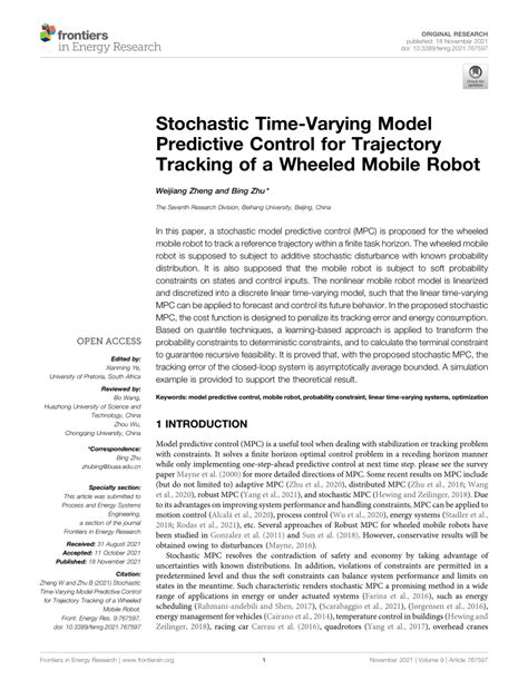 Pdf Stochastic Time Varying Model Predictive Control For Trajectory