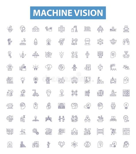 Machine Vision Line Icons Signs Set Robotics Automation Computer