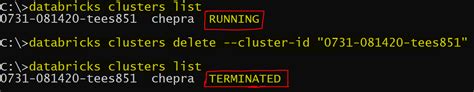 azure databricks cli terminate cluster stack overflow