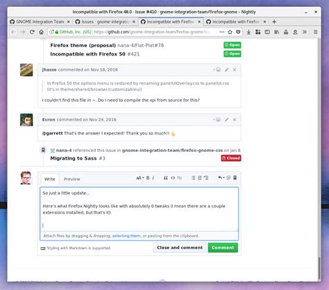 Incompatible With Firefox Issue Gnome Integration Team Firefox Gnome GitHub