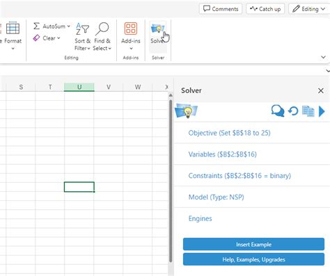 Using Solver With Web Excel No Dialog Box Appears No Way To Save