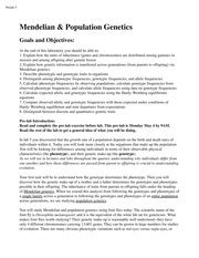 Prelab 5 Prelab 5 Mendelian Population Genetics Goals And Objectives At The End Of This