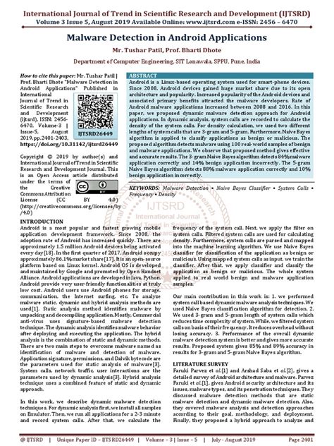 malware detection in android applications pdf android operating