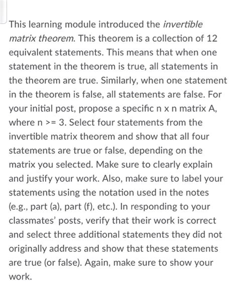 Solved This Learning Module Introduced The Invertible Matrix Chegg Com