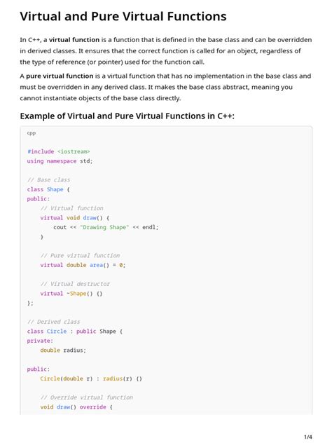 Practical 15 Virtual And Pure Virtual Functions Pdf Class