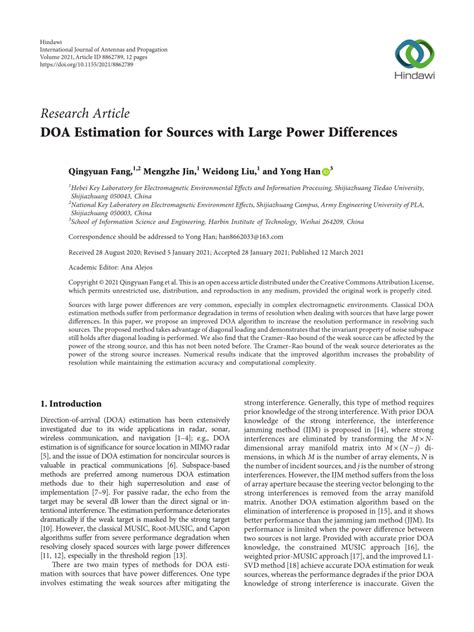 pdf doa estimation for sources with large power differences