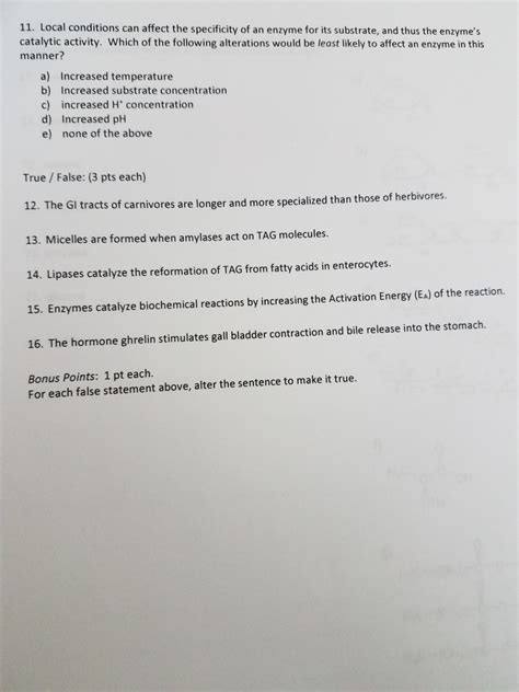 Solved 11 Local Conditions Can Affect The Specificity Of An