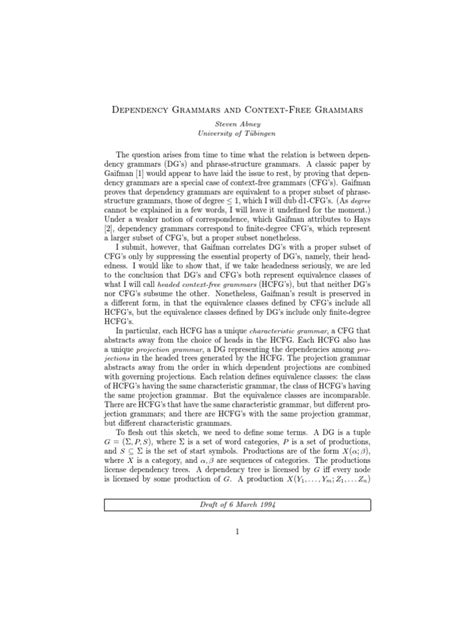 Dependency Grammars And Context Free Grammars Pdf Parsing