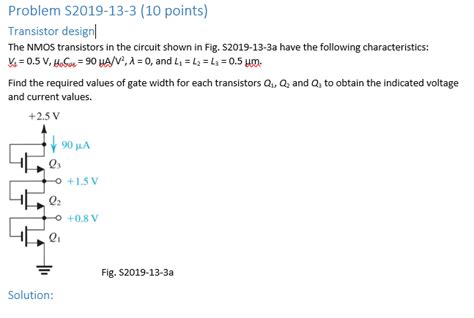 Solved Problem S Points Transistor Design The Chegg
