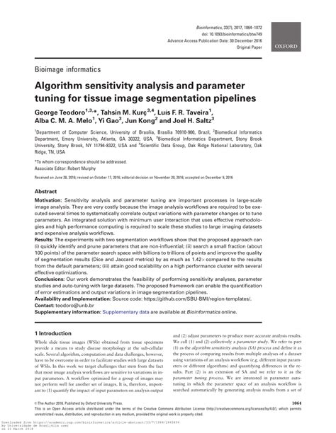 pdf algorithm sensitivity analysis and parameter tuning for tissue