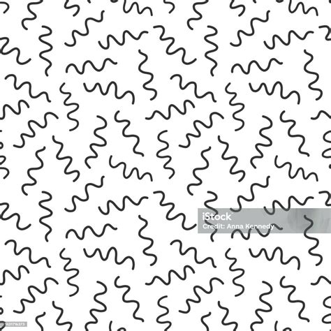 Abstract Squiggle Pattern Background Fun Vector Seamless Repeat Of Hand Drawn Wavy Lines In