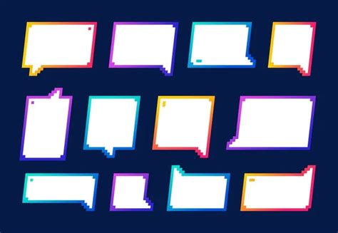 8bit pixel speech bubbles message dialog boxes vector icons computer