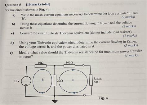 solved question 5 [10 marks total] for the circuit shown in