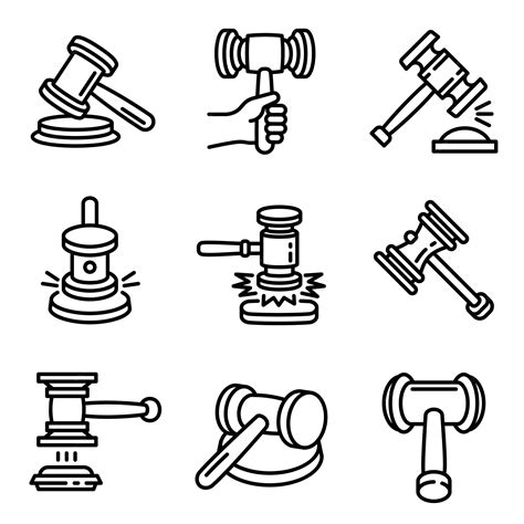 Premium Vector | Judge hammer icon set. outline set of judge hammer vector icons for web design ...