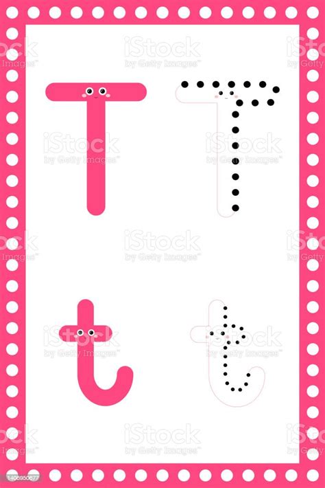 문자 T 소문자입니다 워크시트 어린이 교육 벡터 조판 알파벳순 글꼴 유치원 훈련 0명에 대한 스톡 벡터 아트 및 기타 이미지