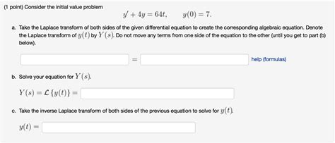 solved consider the initial value problem y 4y 64t