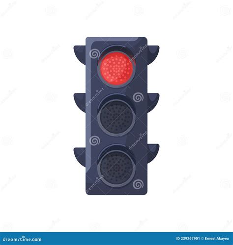 Semaphore With Vertical Arrangement Of Signals Flat Vector Traffic Light With Red Yellow And