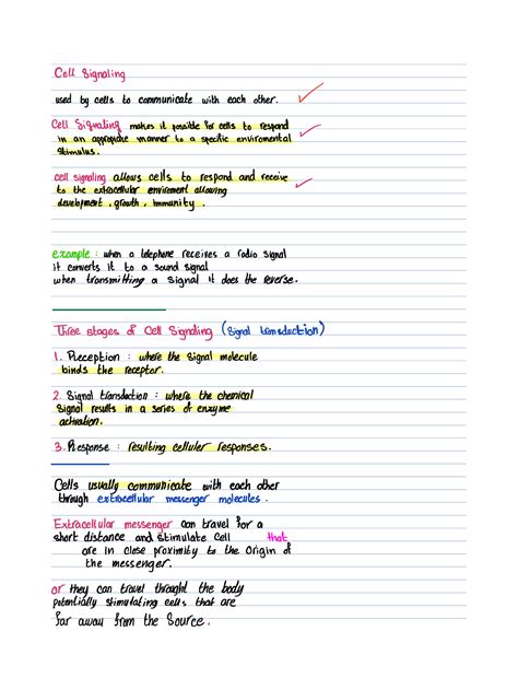Cell Signaling Helpful Notes Cell Signaling Used Bycells To Communicate With Each