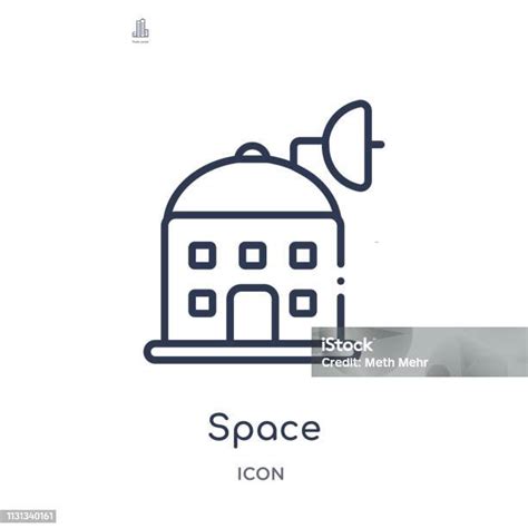 건물 외곽선 컬렉션의 선형 공간 아이콘입니다 얇은 라인 공간 벡터 흰색 배경에 고립입니다 공간 유행 삽화 과학에 대한 스톡 벡터 아트 및 기타 이미지 Istock