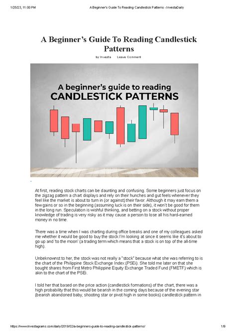 A Beginners Guide To Reading Candlestick Patterns Investa Daily A Beginners Guide To