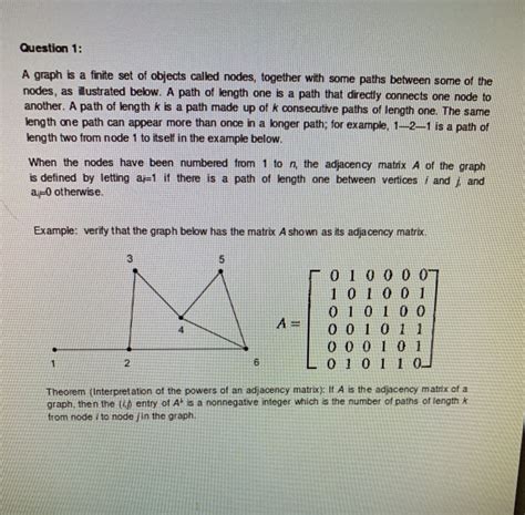 Solved Question 1 A Graph Is A Finite Set Of Objects Called