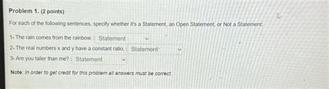 Solved Problem 1 2 Points For Each Of The Following