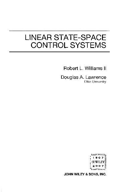 Pdf Linear State Space Control Systems