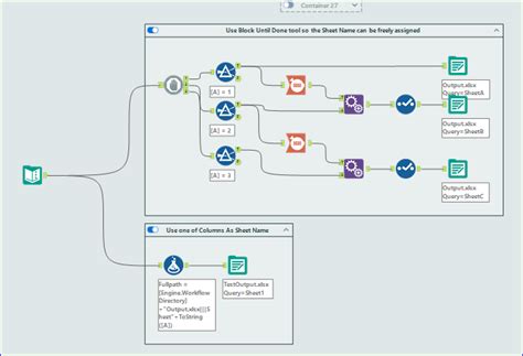 solved all outputs in 1 excel sheet tab alteryx community