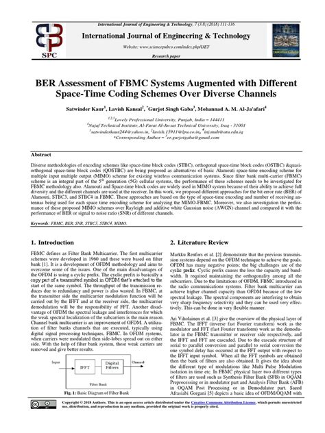 Ber Assessment Of Fbmc Systems Augmented With Diff Pdf Orthogonal Frequency Division