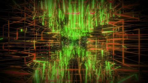 Green Orange Wireframe Visual Loop Design Background 3d Rendering Stock Video Video Of Motion