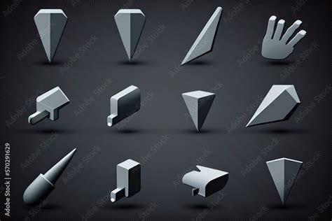 Hand Pointer Cursor Computer Mouse Click Cursor Gray Arrow Icons Set Clicking The Cursor Arrow