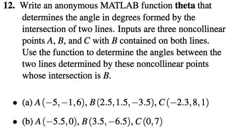 Solved Write An Anonymous Matlab Function Theta That
