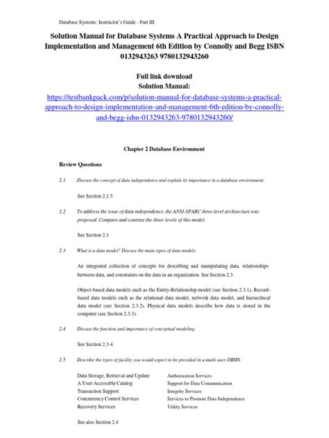 Solution Manual For Database Systems A Practical Approach To Design