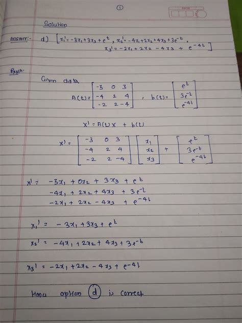[solved] a matrix function a and a vector function b are given write