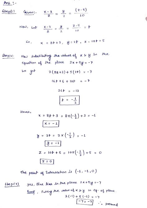 Solved Find The Point S Of Intersection If Any Of The Plane And The Course Hero