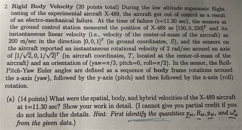 Solved Rigid Body Velocity Points Total During The Chegg