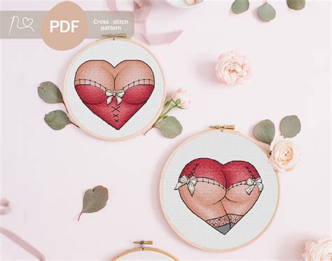 Sexy Hearts Set Of Cross Stitch Patterns PDF Instant Digital Download Adult Cross Stitch
