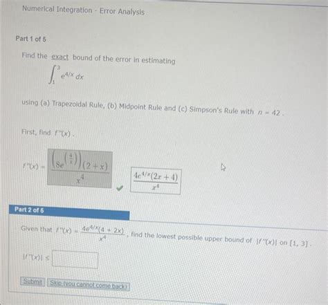 solved find the exact bound of the error in estimating