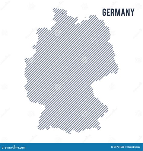 Vector Abstract Hatched Map Of Germany With Oblique Lines Isolated On A White Background Stock