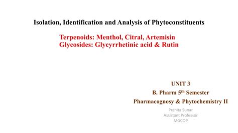 Pharmacognosy And Phytochemistry 2 Unit 3pptx